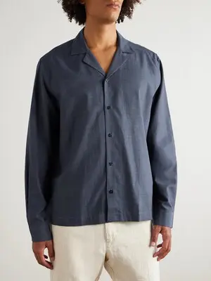 Frescobol Carioca Safra Herringbone Cotton-flannel Shirt - Blue
