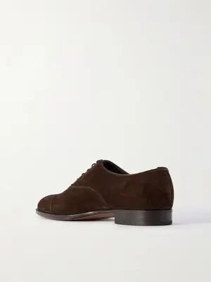 EDWARD GREEN Chelsea Cap-toe Suede Oxford Shoes - Brown