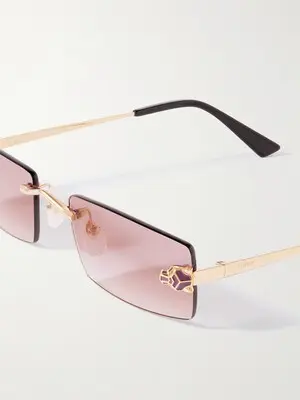 CARTIER Panthère De Rimless Rectangular Sunglasses