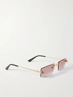 CARTIER Panthère De Rimless Rectangular Sunglasses