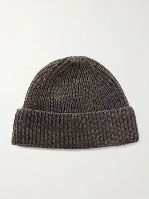 S.N.S. HERNING Fender Ribbed Virgin Wool Beanie - Brown
