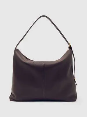 REISS Grained Leather And Suede Tote Bag - Burgundy