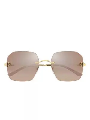 CARTIER Geometric-frame Sunglasses - Gold