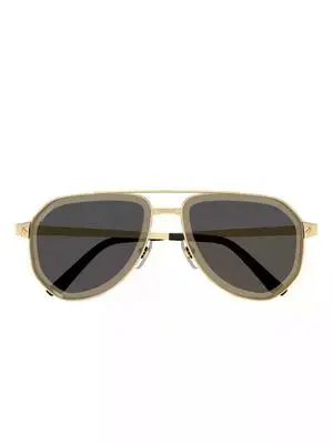 CARTIER Double-bridge Pilot Sunglasses - Gold