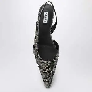 Alaïa Slingback Ballerinas In Python-effect Printed Leather - White