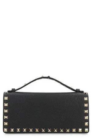 Valentino Garavani Rockstud Leather Wallet On Chain - Black