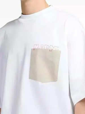 Marni Cotton T-shirt With Contrast Pocket - White