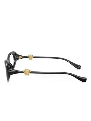 Versace Medusa-detail Oval-frame Eyeglasses - Black