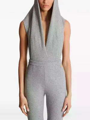 Balmain Draped Hooded Bodysuit - Grey