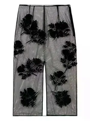 Blumarine Flower-embroidered Midi Skirt - Black