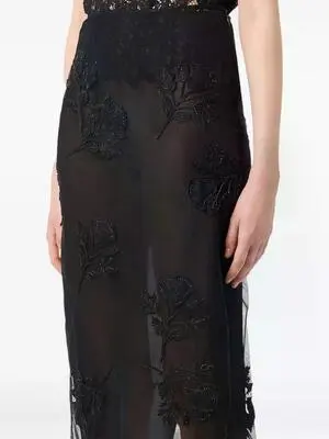 Blumarine Flower-embroidered Midi Skirt