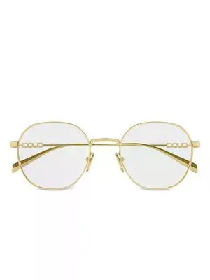 Gucci Logo Round-frame Glasses - Gold