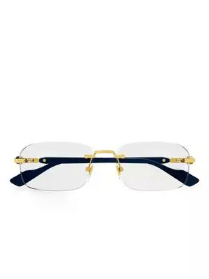 Gucci Logo Detail Rimless Glasses - Gold