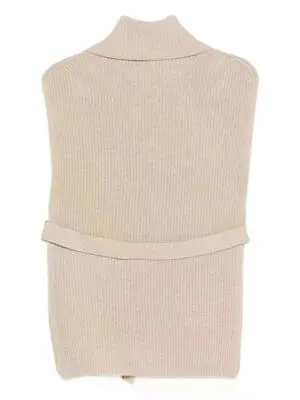YVES SALOMON Roll-neck Belted Knitted Top