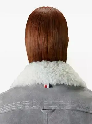 Thom Browne Shearling-collar Suede Jacket - Grey