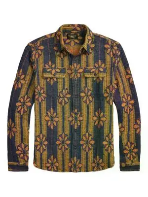 Ralph Lauren Matlock Floral-jacquard Button-up Shirt - Blue