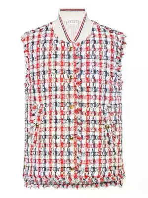 Thom Browne Gingham Tweed Quilted Vest