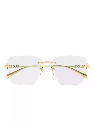 Gucci Rectangle-frame Logo Glasses - Gold