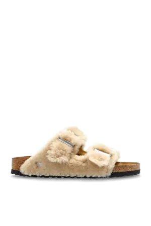 BIRKENSTOCK Arizona Shearling Logo Slides