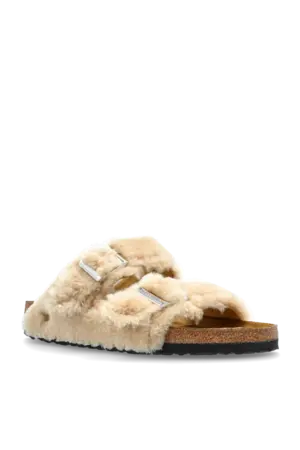 BIRKENSTOCK Arizona Shearling Logo Slides