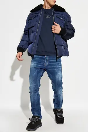 Dsquared2 Down Jacket With Faux Fur Collar - Navy Blue