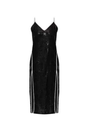Palm Angels Sequin Slip Midi Dress With Double Slits