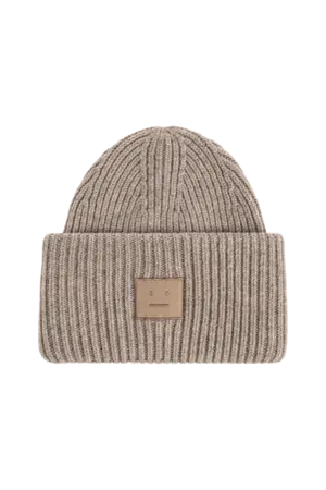 Acne Studios Wool Beanie With Logo - Beige