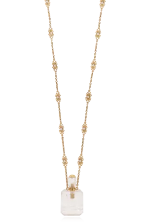 Chloé Brass Necklace With Crystal Pendant - Gold