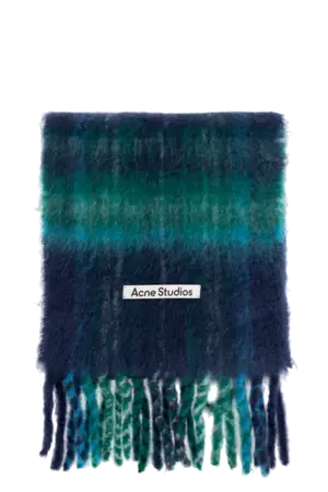 Acne Studios Scarf With Logo - Navy Blue