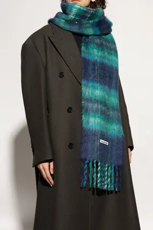 Acne Studios Scarf With Logo - Navy Blue
