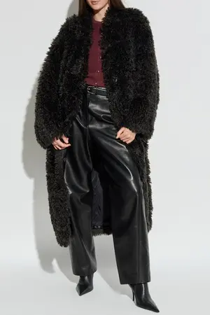 STAND STUDIO Long Faux Fur 'carolina' Coat - Black