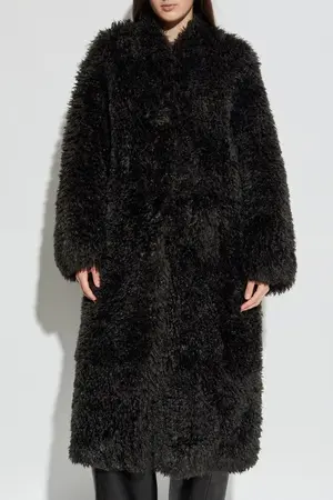STAND STUDIO Long Faux Fur 'carolina' Coat - Black