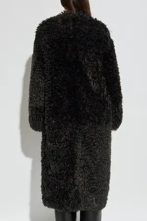 STAND STUDIO Long Faux Fur 'carolina' Coat - Black