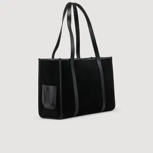 Sandro Soft Suede Leather Shopping Bag