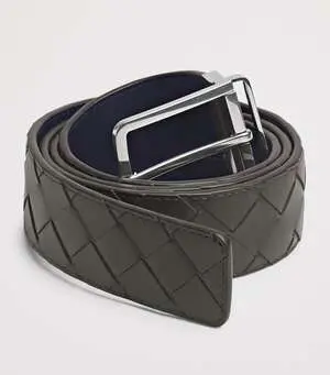 Bottega Veneta Leather Intrecciato Reversible Belt