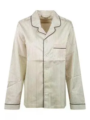 TEKLA Striped Pajama Shirt - Brown