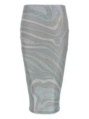 Emilio Pucci Marmo-print Jersey-lamé Knee-length Skirt - Grey