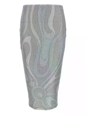 Emilio Pucci Marmo-print Jersey-lamé Knee-length Skirt - Grey