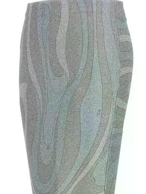 Emilio Pucci Marmo-print Jersey-lamé Knee-length Skirt - Grey
