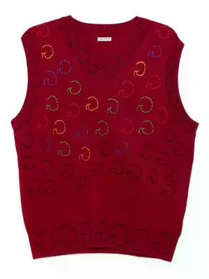 GLASS CYPRESS V-neck Sleeveless Sweater With Decorative Stitching