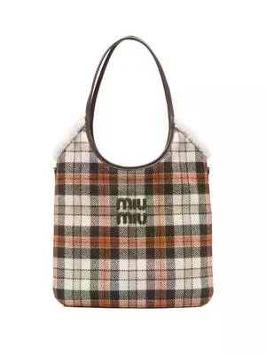Miu Miu Ivy Tartan Tote Bag