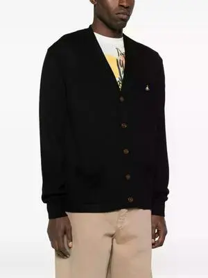 VIVIENNE WESTWOOD Logo Embroidered Cardigan - Black