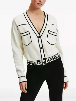 Karl Lagerfeld Logo-intarsia Cropped Cardigan