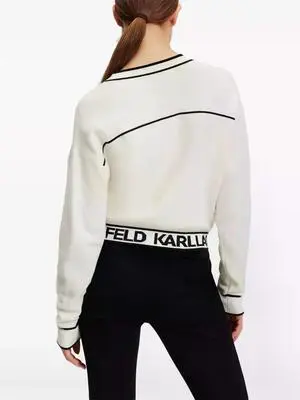 Karl Lagerfeld Logo-intarsia Cropped Cardigan