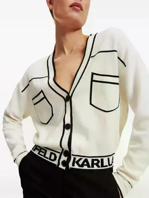 Karl Lagerfeld Logo-intarsia Cropped Cardigan