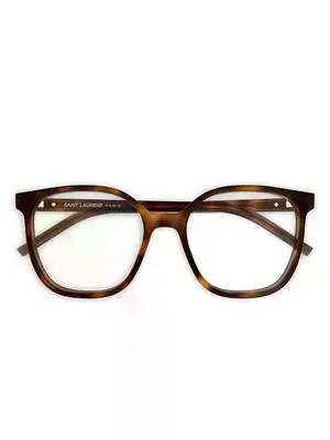Saint Laurent Tortoiseshell Square Frame Glasses - Brown