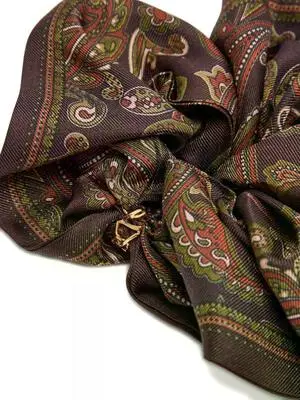 Saint Laurent Paisley Silk Scrunchie - Brown