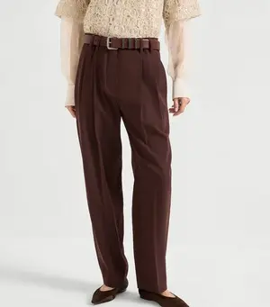Brunello Cucinelli Virgin Wool-cotton Slouchy Trousers