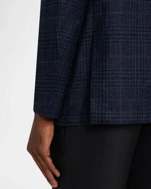 SARTORIO Wool, Silk And Cashmere Glen Plaid Sport Coat - Blue