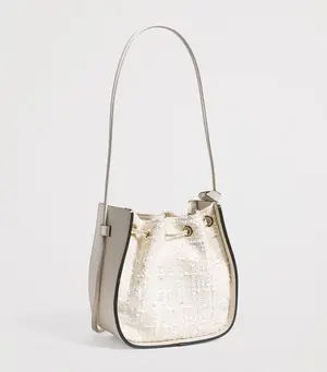 Eleventy Leather-tweed Drawstring Bucket Bag